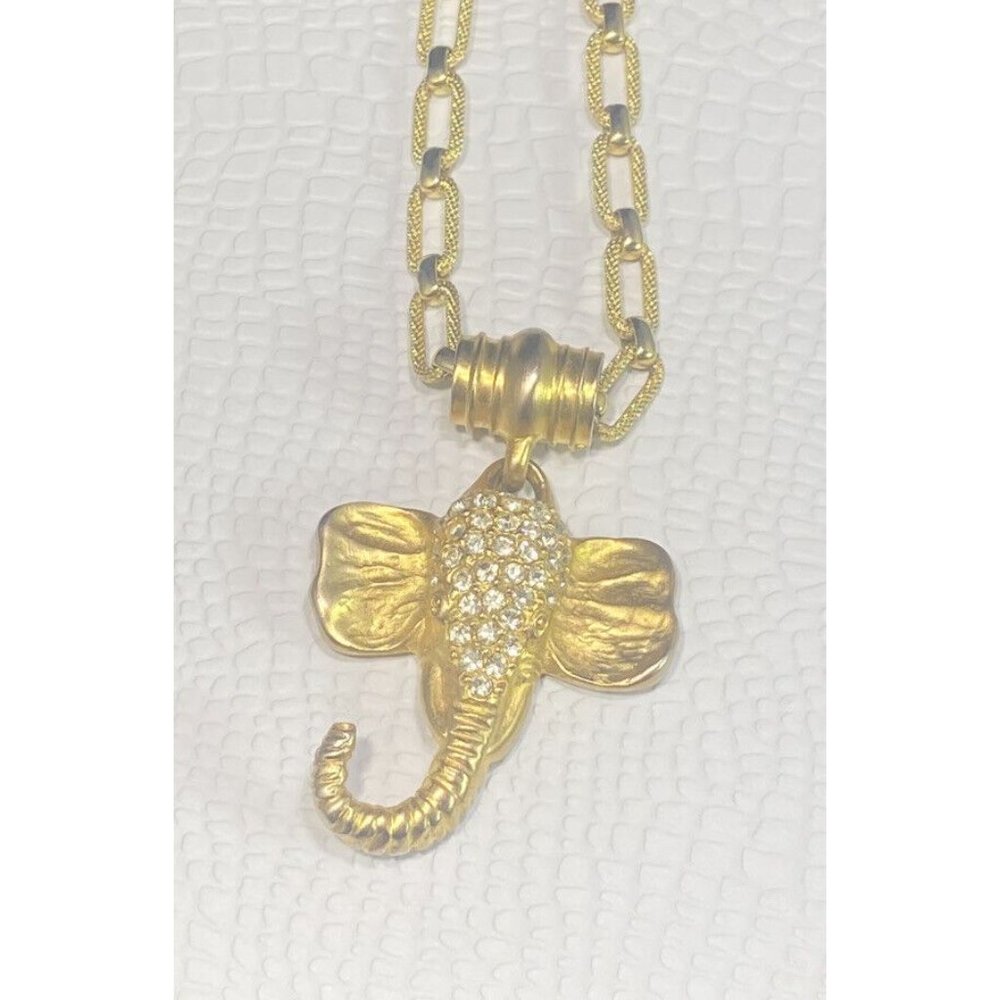 Vintage Statement Elephant Head Rhinestone Shiny Tone… - Gem